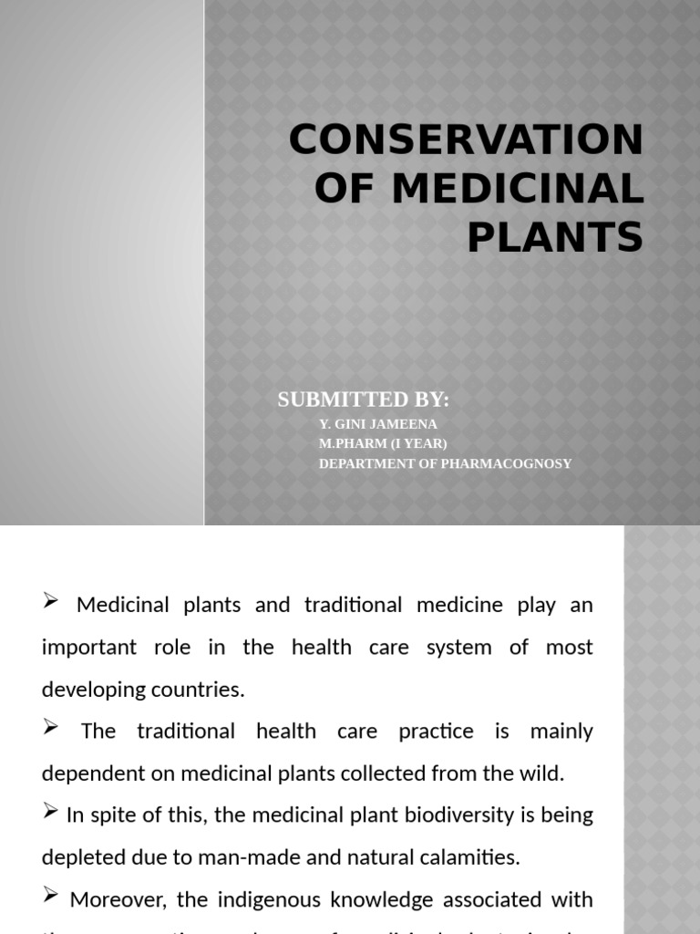 Conservation Strategies for Medicinal Plants | PDF | Conservation ...