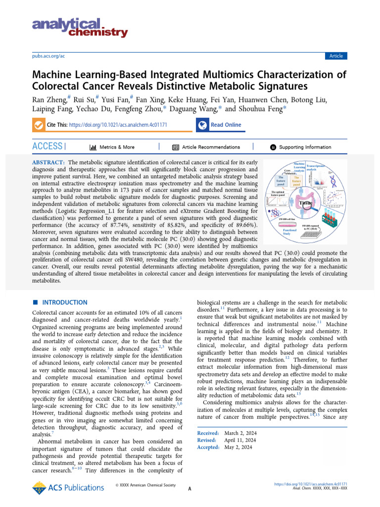 Zheng Et Al 2024 Machine Learning Based Integrated Multiomics Characterization of Colorectal ...