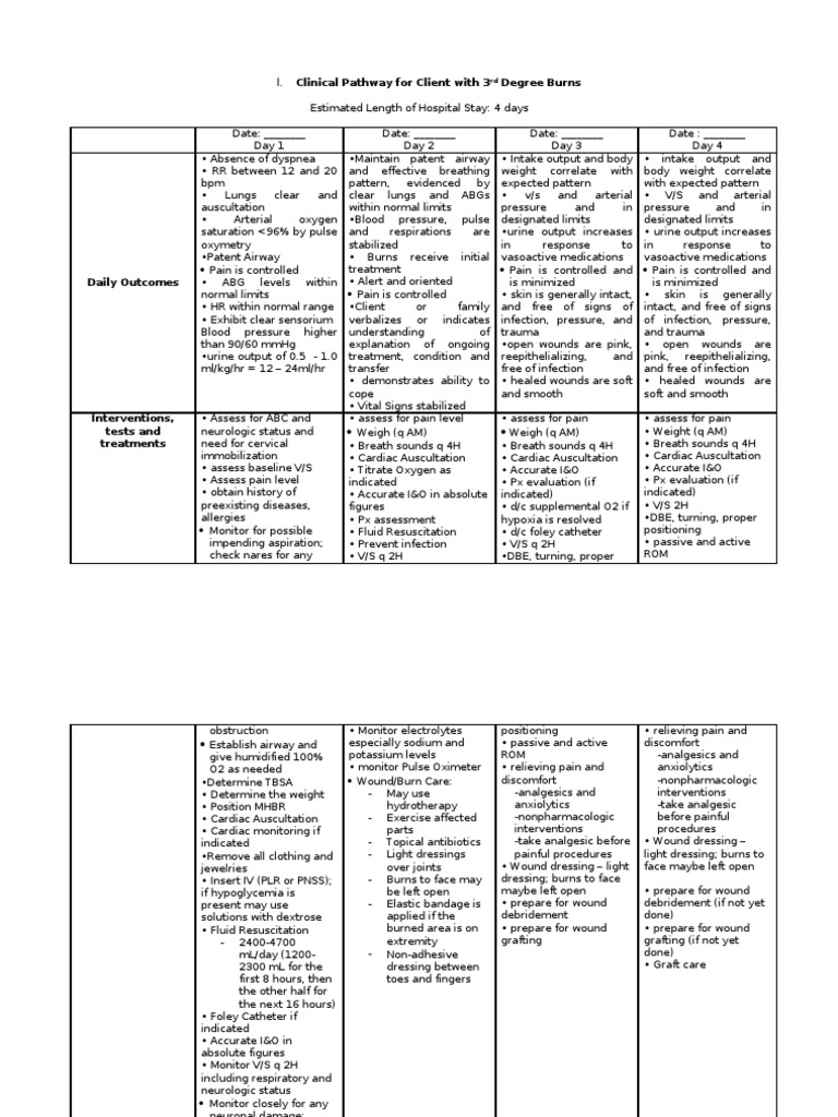 Burns Clinical Pathway | PDF | Burn | Major Trauma