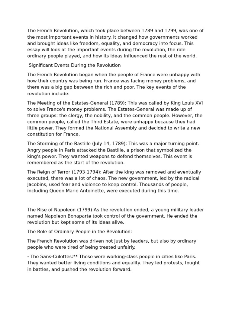 French Revolution Overview for Grade 10 | PDF | French Revolution ...