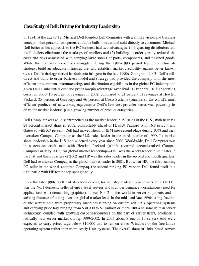 Dell Case Study | PDF | Dell | Hewlett Packard