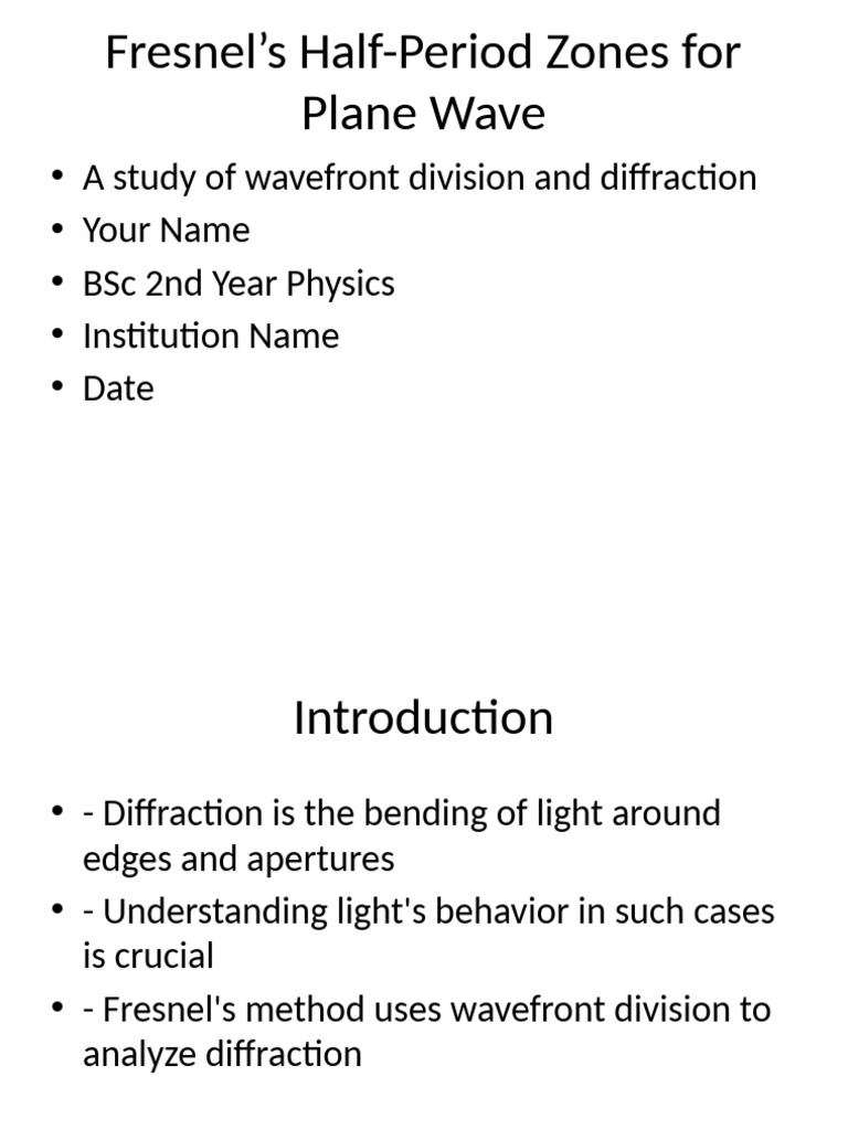 Fresnel Half Period Zones Presentation | PDF