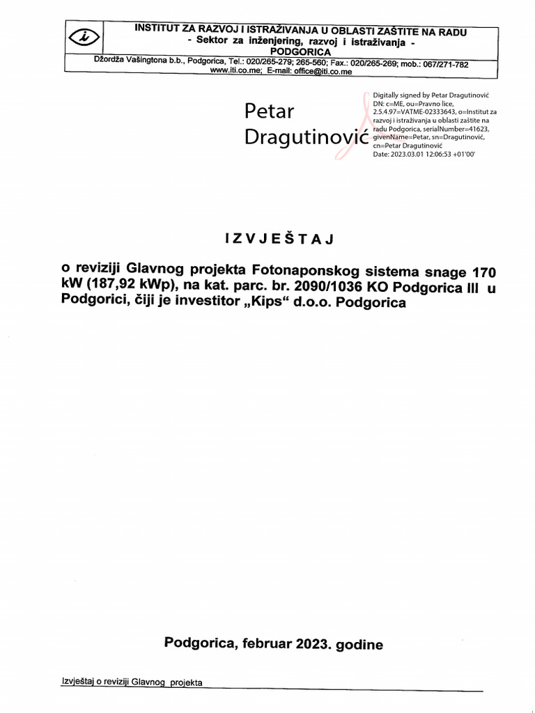 Revizija GP Fotonaponskog Sistema KIPS | PDF