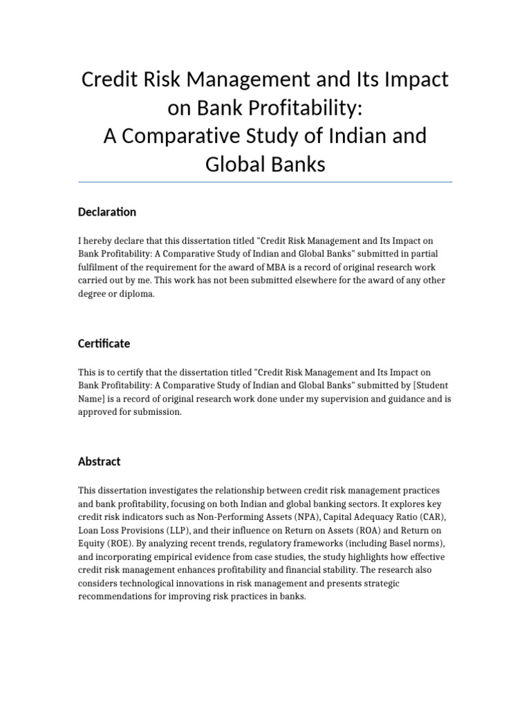 Credit Risk Management Dissertation | PDF | Banks | Risk