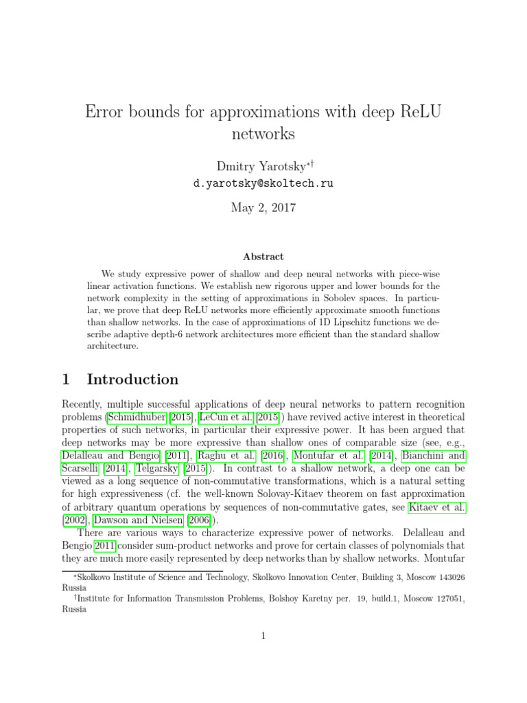 Error Bounds For Approximation With Deep Relu Sobolev | Pdf | Function 