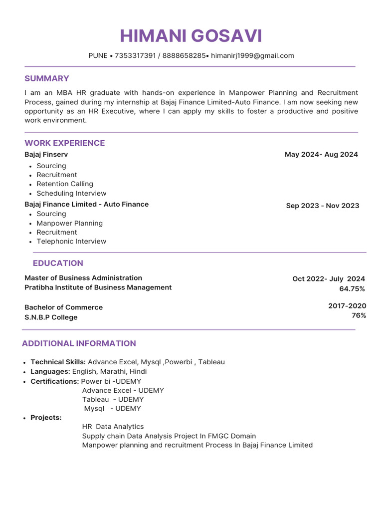 Cutshort Himani Gosavii Resume Hosc | PDF