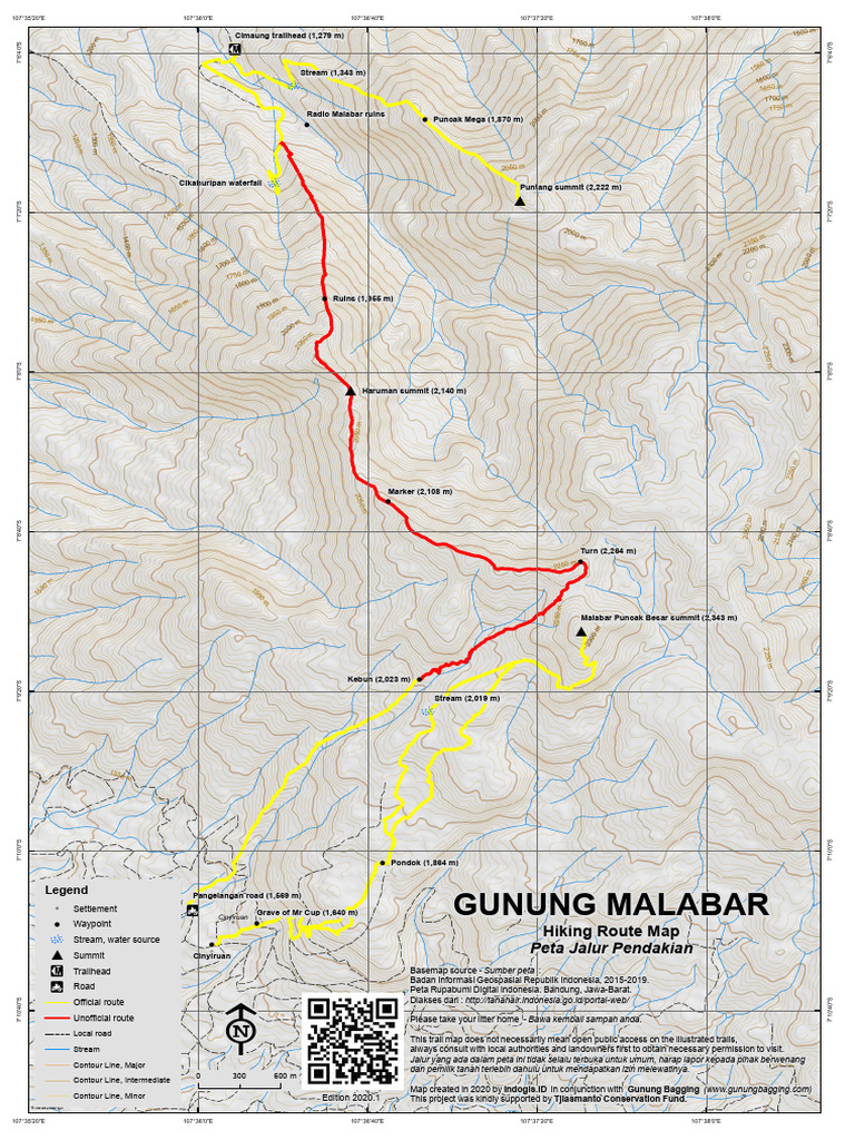 Peta Jalur Pendakian Gunung Malabar | PDF | Teknologi Geografis