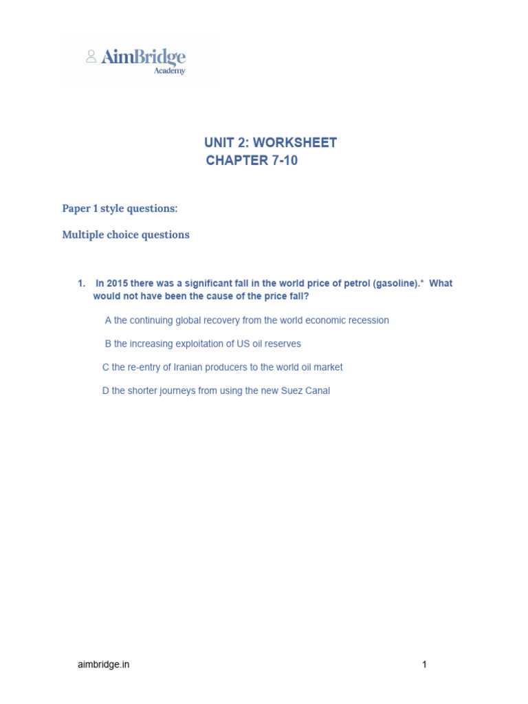 Chapter 7-10 Demand Supply Price Changes Ws | PDF | Supply And Demand ...