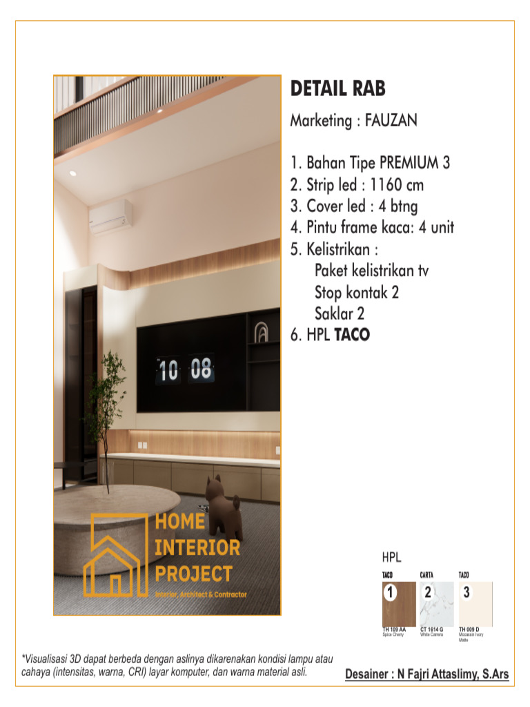 (Detail Rab) Mrs Juliana - Tengku Bay Ujung (Backdrop TV) | PDF