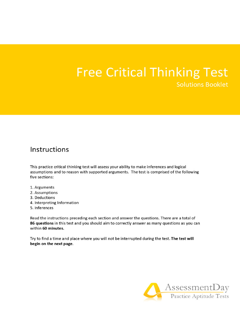 Free Critical Thinking Test Questions | PDF | Argument | Critical Thinking