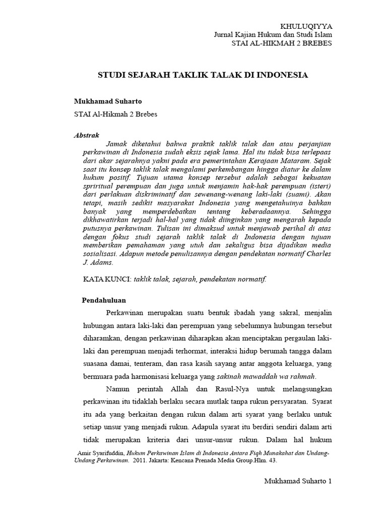 Sejarah Taklik Talak di Indonesia | PDF