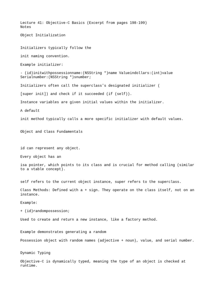 Lecture 41 | PDF | Objective C | Class (Computer Programming)