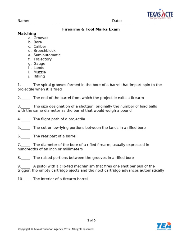 Firearms & Tool Marks Exam Guide | PDF | Gun Barrel | Caliber