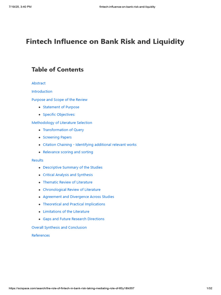 Role of Fintech in Bank Risk-taking, Mediating Role of Bank’s Liquidity ...
