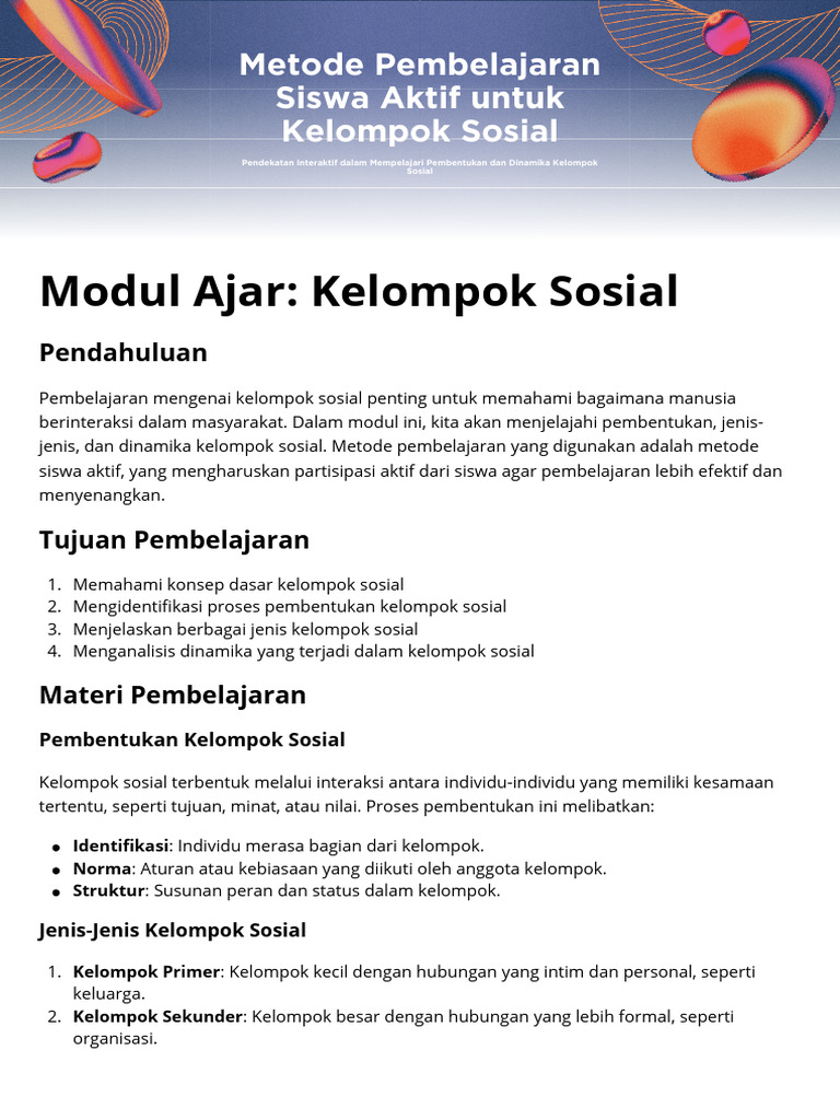 Modul Ajar Kelompok Sosial | PDF