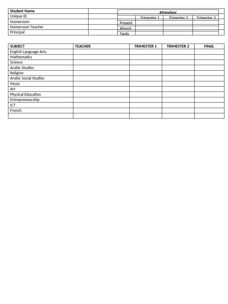 Student Attendance and Grades Report | PDF