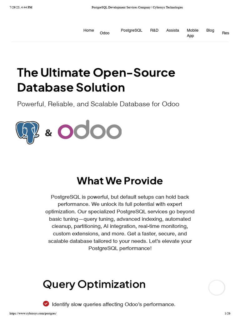 PostgreSQL Development Services Company - Cybrosys Technologies | PDF | Postgre Sql | Databases