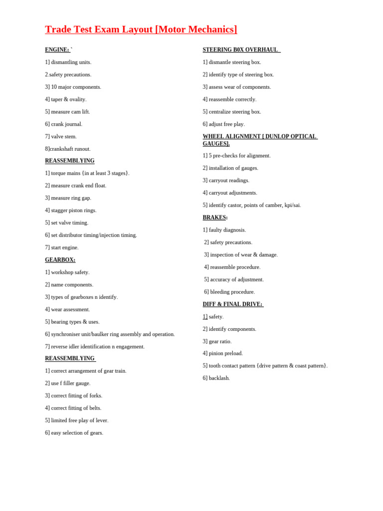 Trade Test 2016 | PDF | Gear | Vehicle Technology
