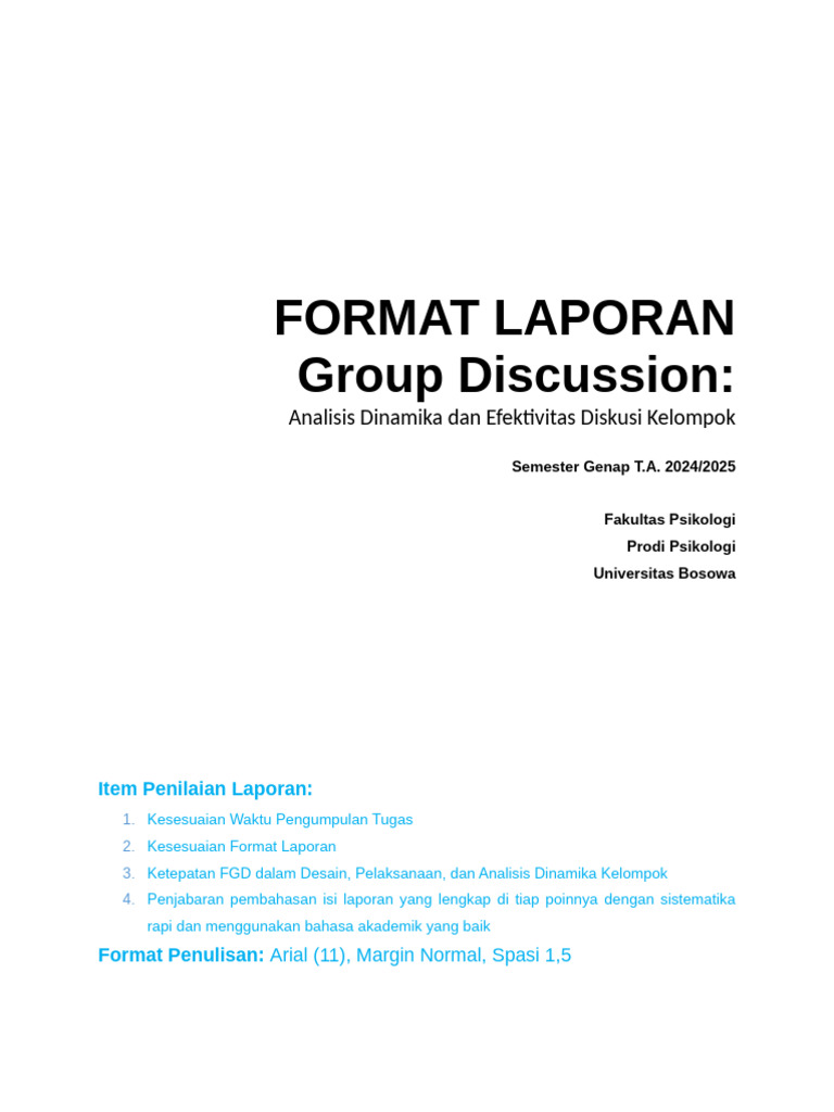 Format Laporan Diskusi Kelompok | PDF
