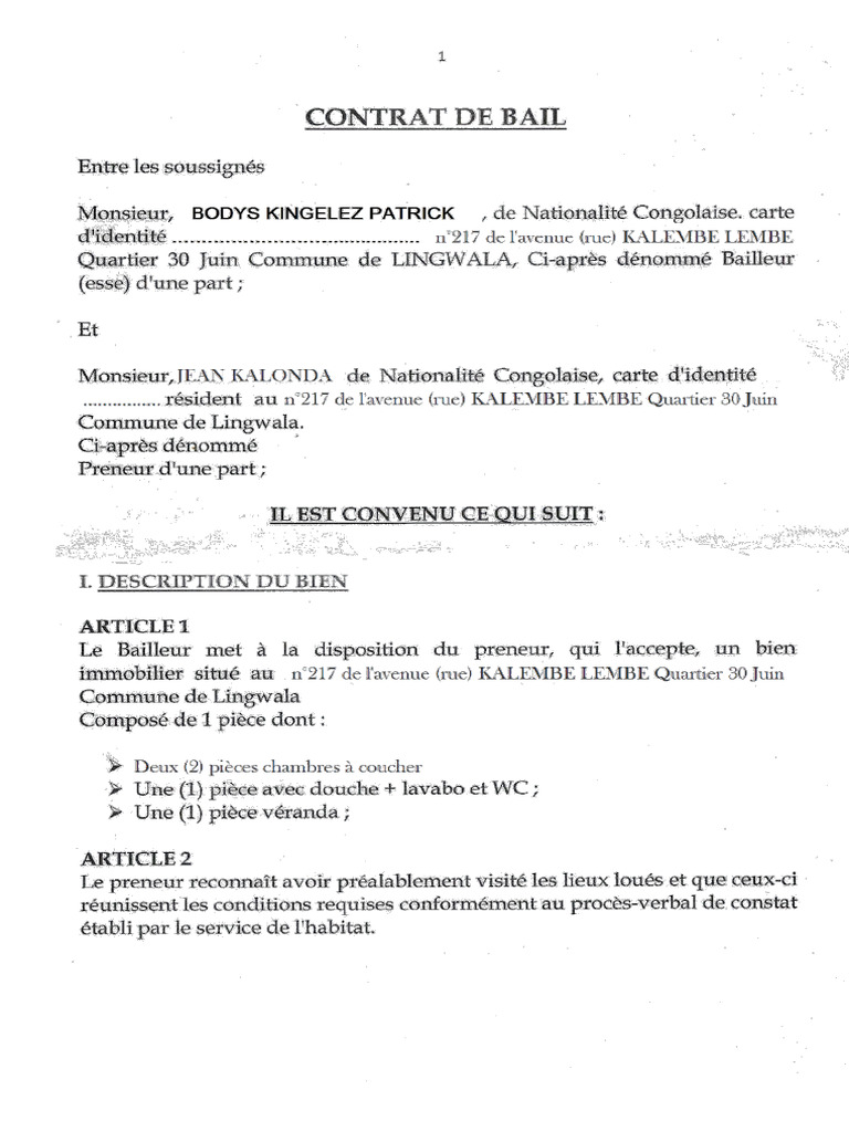 Contrat de Bail | PDF