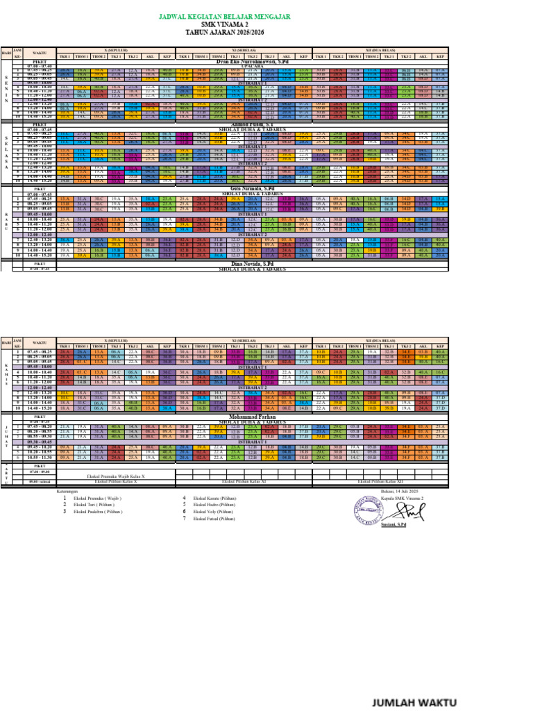 Jadwal KBM 2025/2026 SMK Vinama 2 | PDF