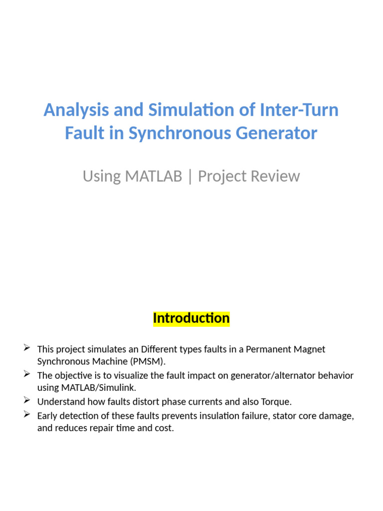 Inter - Turn - Fault - Presentation1 For Eee Project | PDF | Electric Generator | Electric Motor
