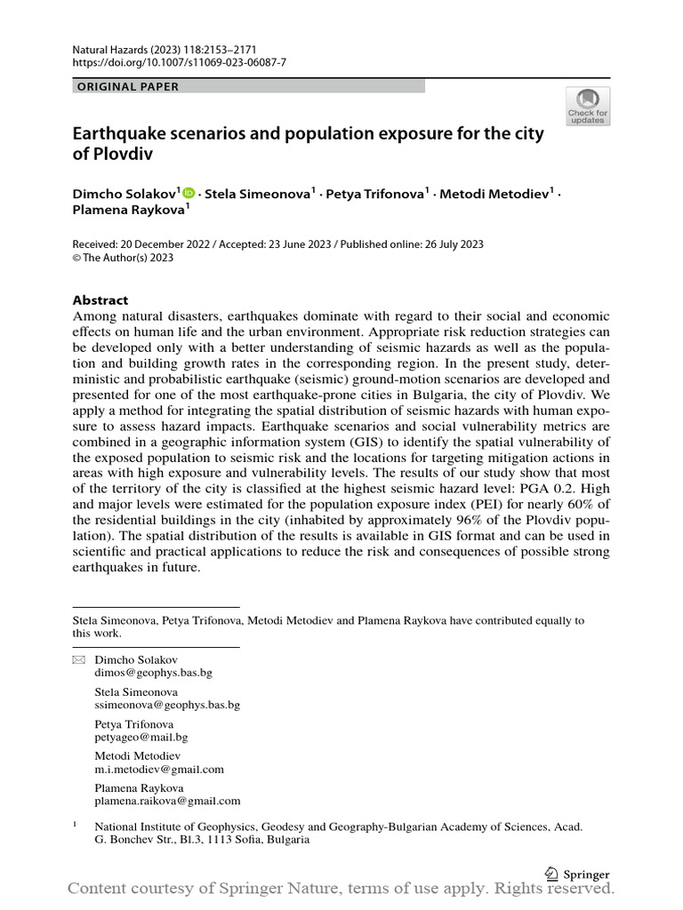 Earthquake Risk Assessment in Plovdiv | PDF | Moment Magnitude Scale ...