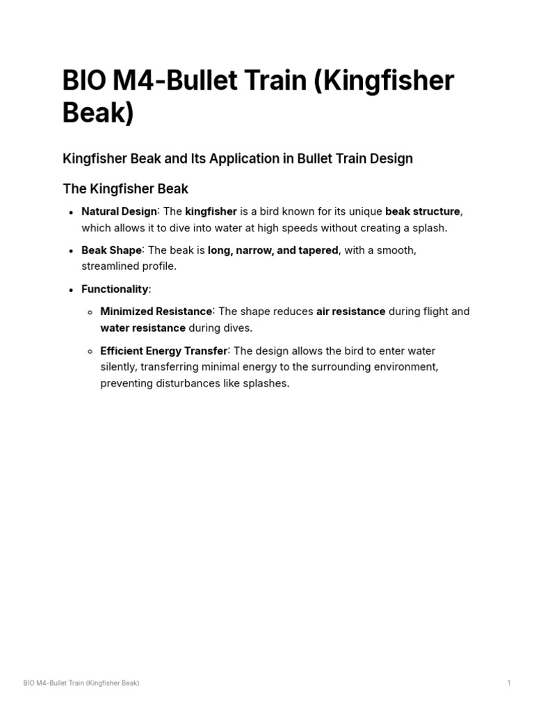 Kingfisher-Inspired Bullet Train Design | PDF | High Speed Rail | Drag ...