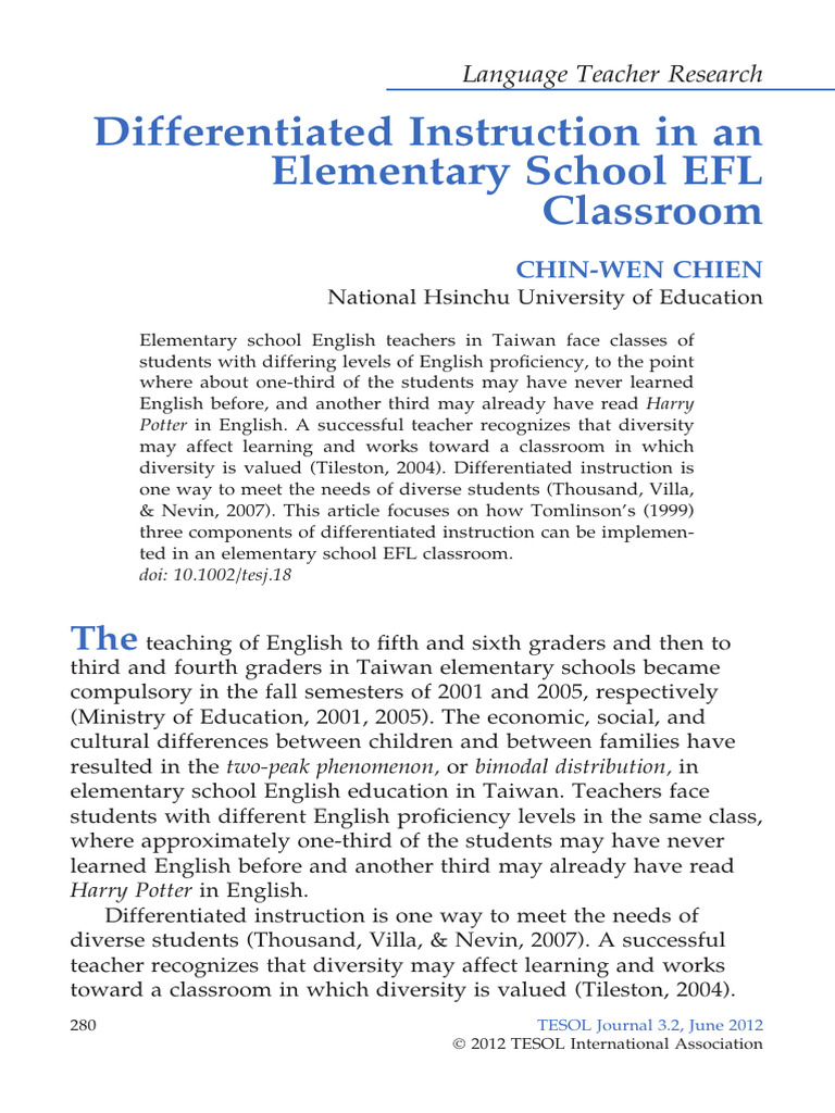 Chien - 2012 - Differentiated Instruction in An Elementary School EFL ...