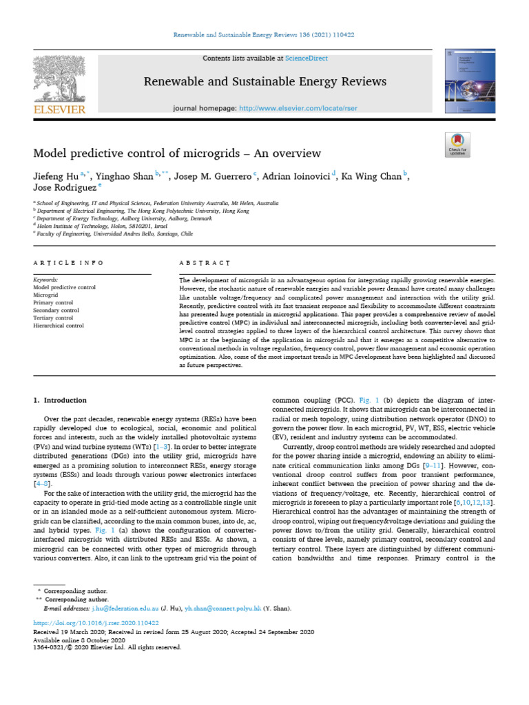 J.hu MPC of MGs Overview | PDF | Mathematical Optimization | Loss Function