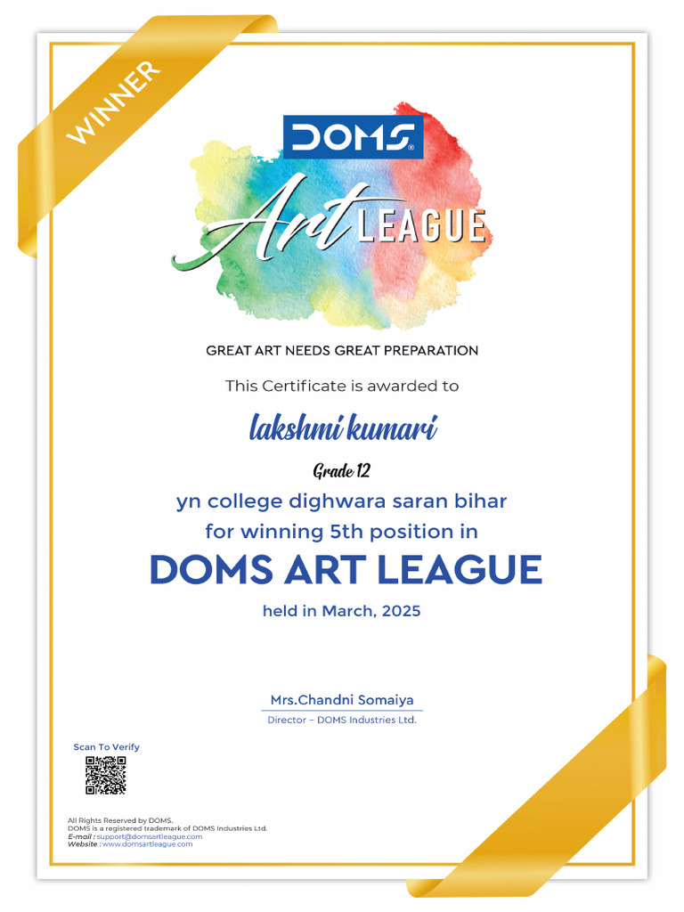 Certificate From Doms | PDF