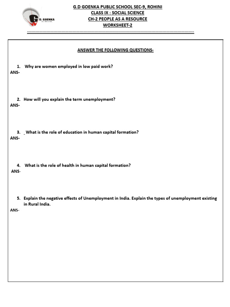 Ch2 People As A Resource Worksheet2 | PDF