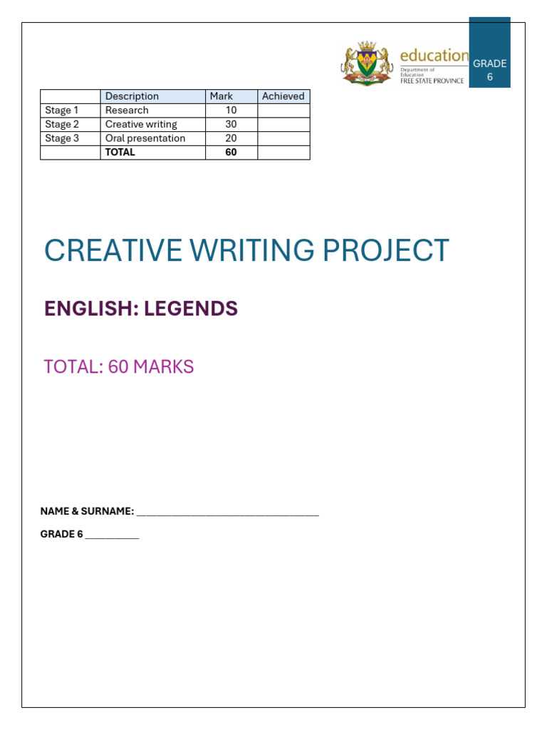 Grade 6 Legends Creative Project | PDF | Lancelot | Arthurian Legend