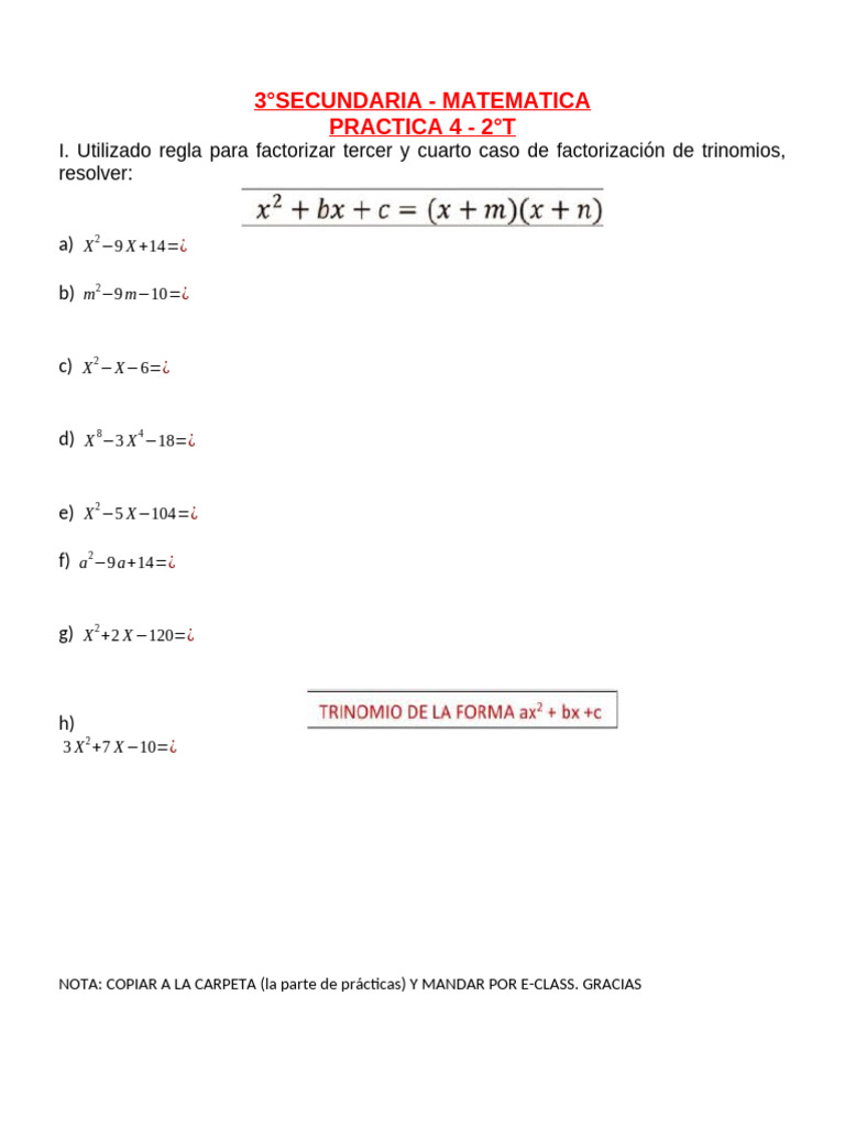 Practica 4 - 3°Sec-Mate-2°Trim | PDF