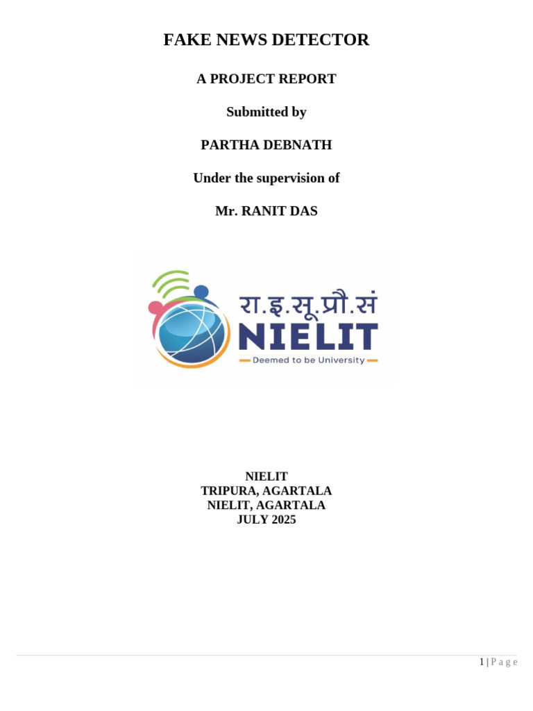 Fake News Detector Partha | PDF | Support Vector Machine | Machine Learning