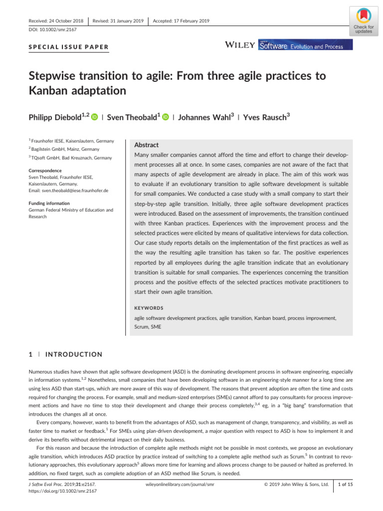 (Q2) Stepwise Transition To Agile From Three Agile Practices To Kanban Adaptation | PDF | Agile ...