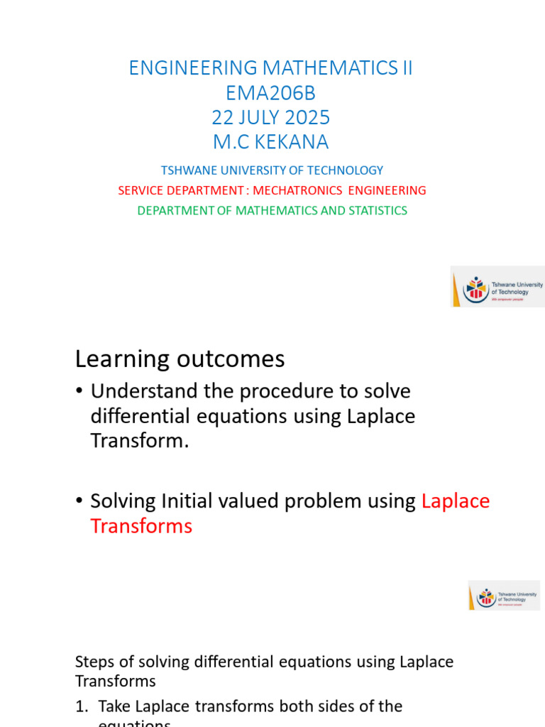 22 July 2025 Solving de Using Laplace Transform | PDF | Laplace ...