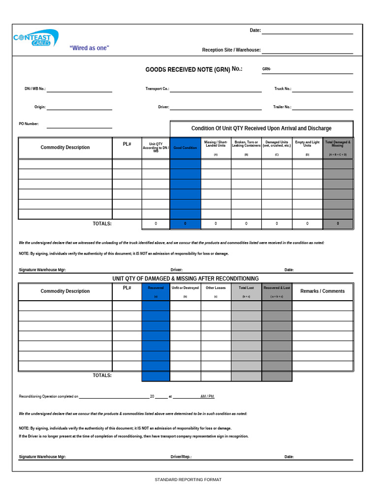 Goods Receipt Confirmation Report | PDF