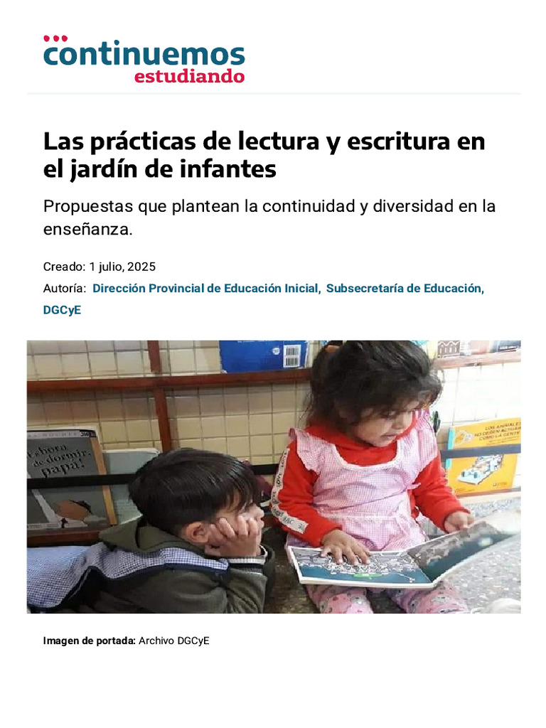 Prácticas de Lectura y Escritura en Jardines | PDF | Educación de la ...