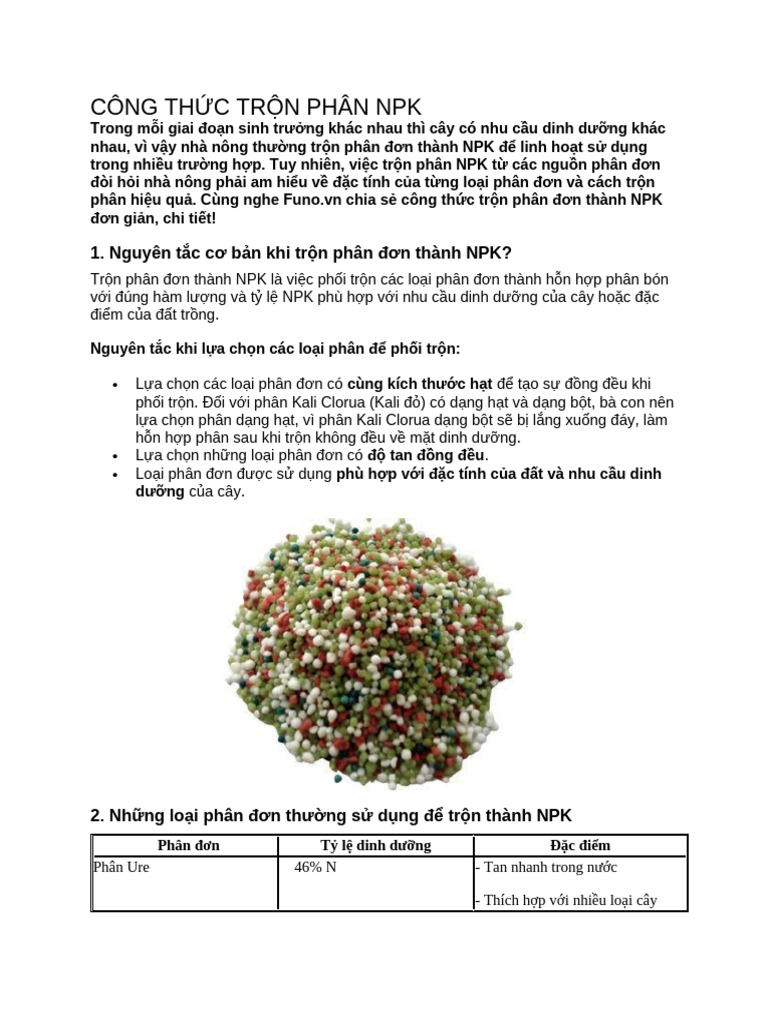 Công TH C TR N Phân NPK | PDF