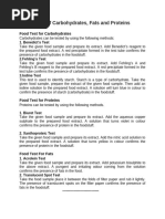 Testing Carbohydrates, Fats, and Proteins | PDF | Foods | Carbohydrates