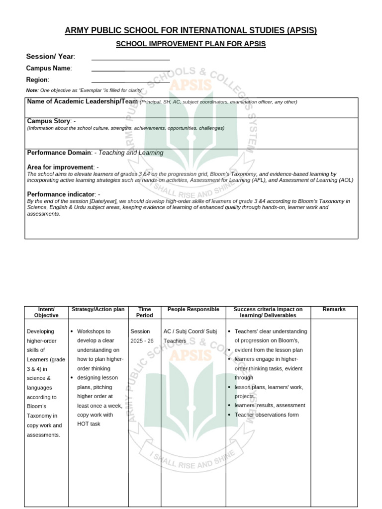 Apsis Sip Format 2025-2026 | PDF