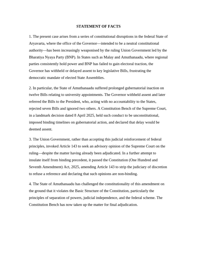 Statement of Facts Petitioner | PDF