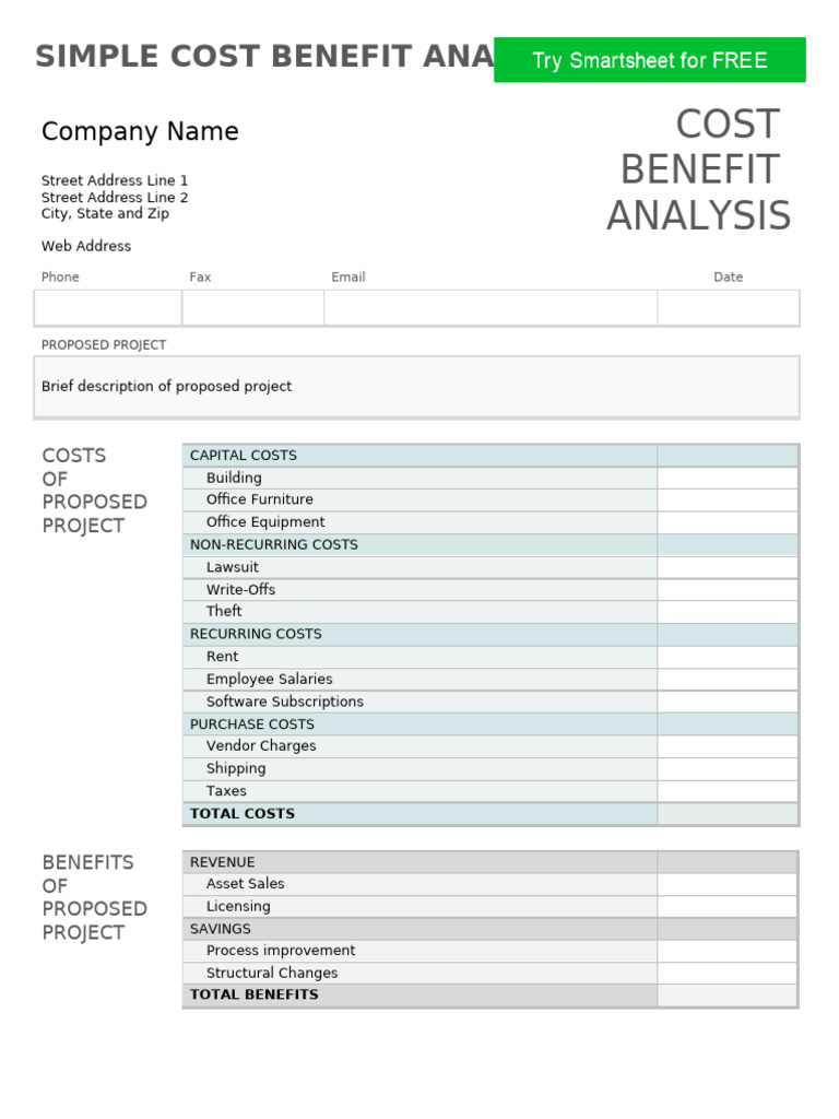 IC Simple Cost Benefit Analysis Template For Microsoft Word 11874 | PDF
