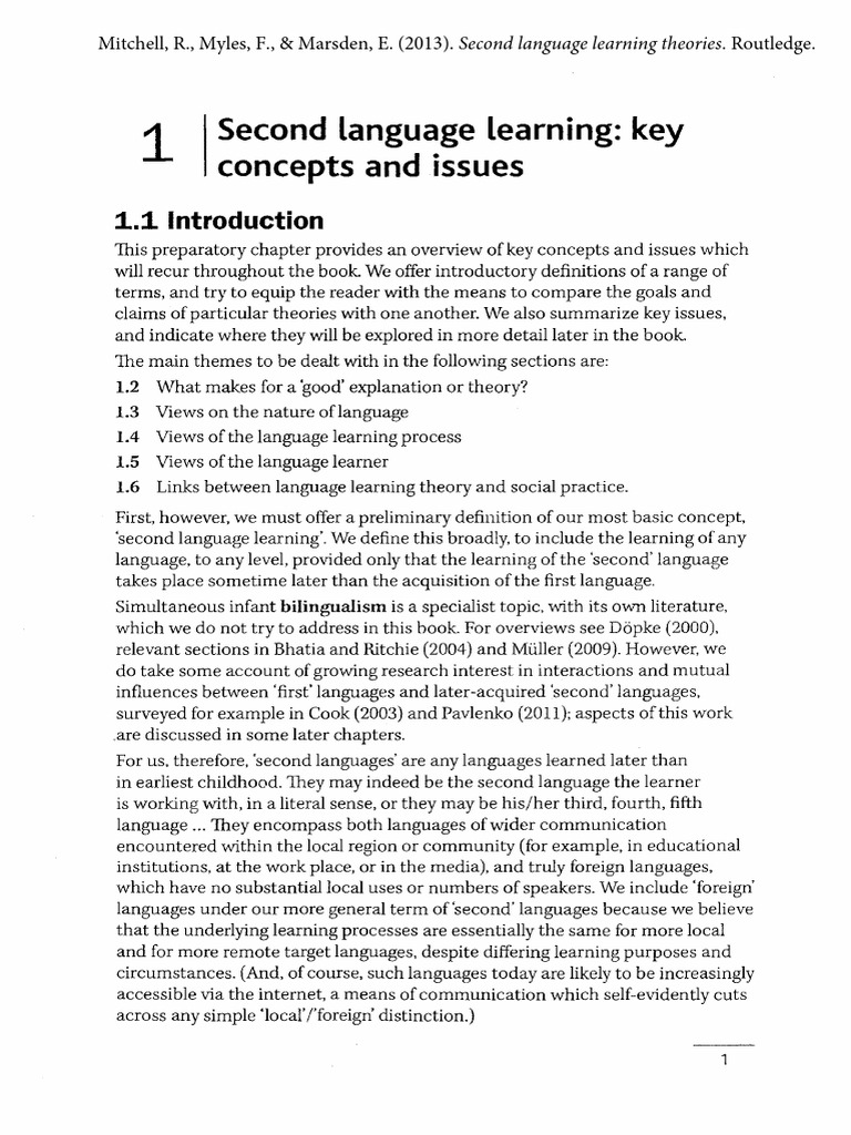 Mitchell Et Al. - 2013 - Second Language Learning | PDF | Second Language | Second Language ...