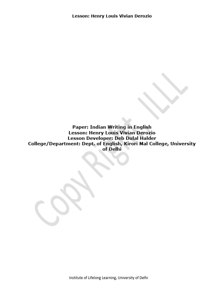 Henry Louis Vivian Derozio | PDF