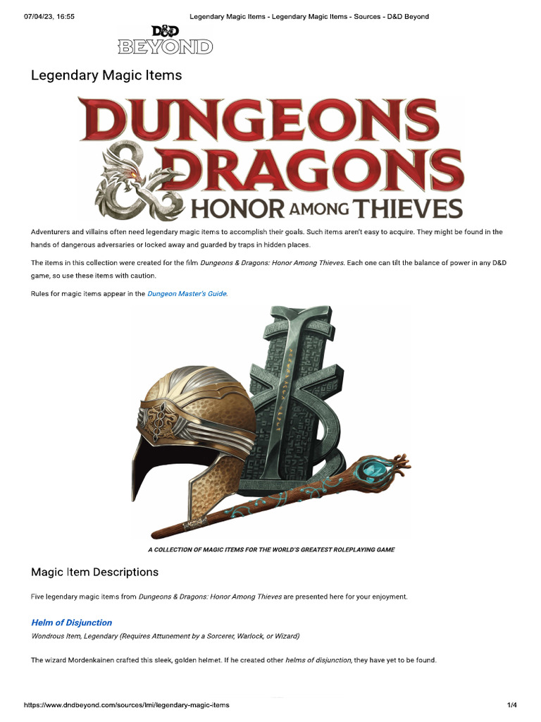 Legendary Magic Items - Legendary Magic Items - Sources - D&D Beyond | PDF