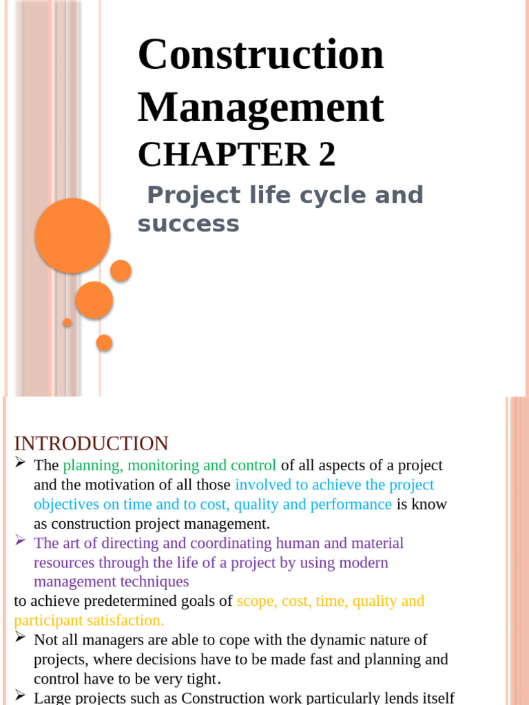 Chapter2 Construction Management | PDF | Project Management | Safety