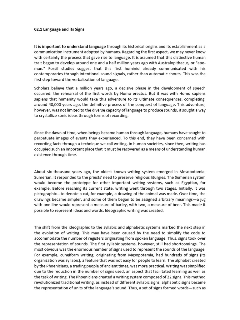 Origins of Language and Writing | PDF | Writing | Human