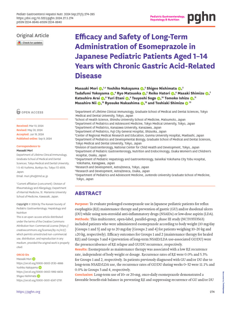 Efficacy and Safety of Long-Term Administration of Esomeprazole in ...